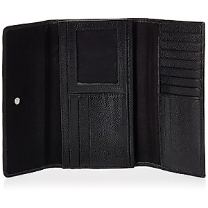 Timberland Leather RFID Flap Wallet Clutch Organizer, Black (Pebble)