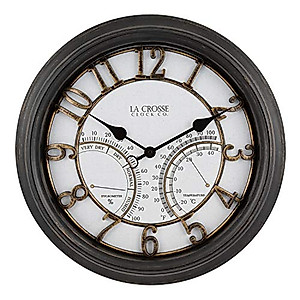 La Crosse Clock 404-4450 19.7 Inch Indoor/Outdoor Silent Sweep Courtyard Quartz Clock