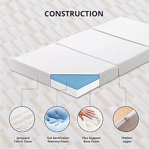 CH CHARME HOUSE Folding Mattress, 4 inch Trifold Mattress Topper with Washable Cover and Storage Bag, Non-Slip Bottom, CertiPUR-US Certified-Queen Size (80" x 60" x 4")