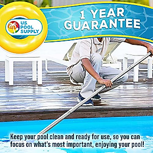U.S. Pool Supply 10.5 Foot Aluminum Telescopic Swimming Pool Pole - 8 Adjustable Connecting Sections, Expandable Step-Up Length - Attach Connect Skimmer Nets, Rakes, Brushes, Vacuum Heads, Maintenance