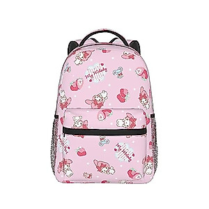 ORPJXIO Backpack Kuromi Anime My Melody Double Shoulder Bag for Unisex Laptop Bagpack Large Capacity Travel Backpack for Hiking Work Camping