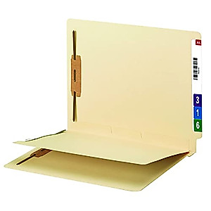 Smead End Tab Fastener File Folder with Divider, Shelf-Master Reinforced Straight-Cut Tab, 2 Fasteners, 1 Divider, Letter Size, Manila, 50 per Box (34220)