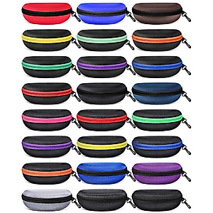 24 Pcs Sunglasses Case Portable Travel Hard Shell Zipper Eyeglasses Frame Glasses Case Summer Eyeglasses Case Sunglass Case with Plastic Hook for Women Men