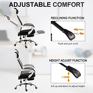 Vinsetto Ergonomic High Back Mesh Office Chair Swivel Reclining Computer Desk Chair with Retractable Footrest, Headrest, Padded Armrest