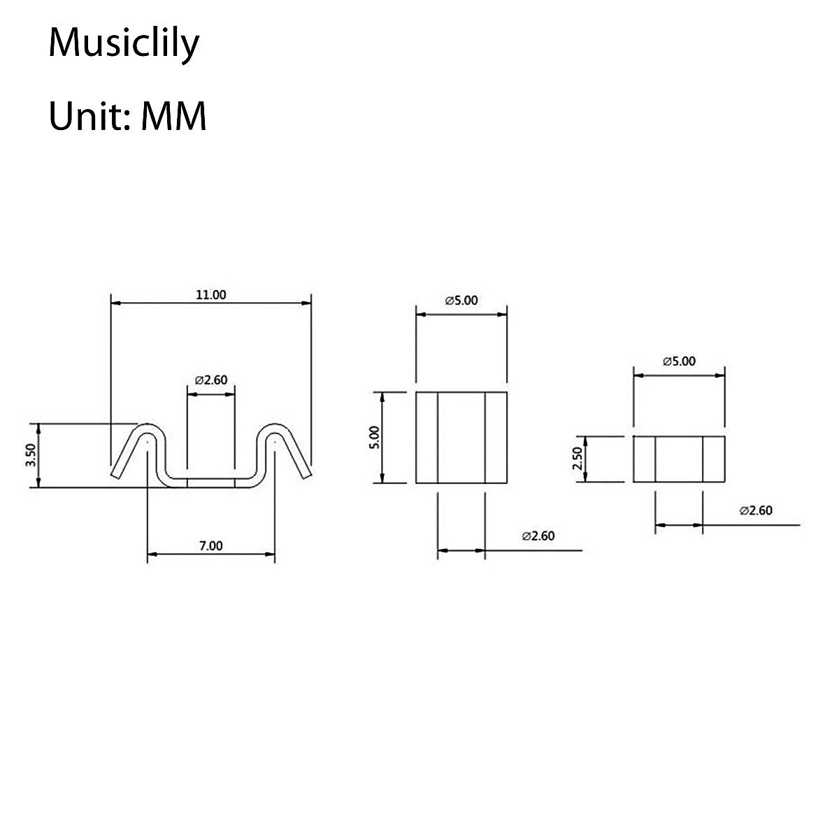 Musiclily Metal Vintage String Guides String Trees for Strat Squier Style Electric Guitar, Chrome (10 Pieces)