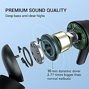 233621 Axel Hybrid Active Noise Cancelling Earbuds, HiFi Stereo Earphones with 4 Built-in Mics for Clear Calls, Customizable Immersive Sound, 10mm Drivers, Bluetooth 5.1, Transparency Mode Headphones