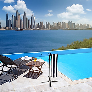 BIRDROCK HOME Outdoor Pool Towel Rack with 4 Bars & 4 Hooks | Ideal for Poolside, Hot Tub, Spa, Patio, & Indoor Use | Heavy-Duty Metal Drying Stand for Wet Bathing Suits, Towels & Accessories | 45" H