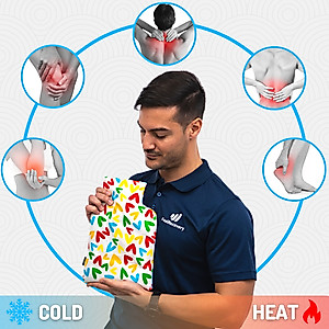 Heating Pads Microwave w/Classic Bottle Shaped - Microwave Heat Pads for Pain Relief (12x8,5 in) - Heat & Cold Pack Microwavable - Washable Cover, 100% Cotton Fabric and Lavender (Hearts)