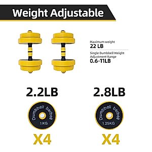 Nice C Adjustable Weights Dumbbells Set, Dumbbell Set, Home Weights 2-in-1 Set, 22-33-44-55-66-88 Non-Slip, All-Purpose, Gym