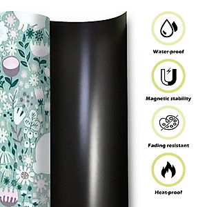 Dishwasher Magnet Cover Seamless from Silhouettes of Rabbits and Wildflowers Hand Drawn Magnetic Refrigerator Stickers Decorative Appliance Cover Fridge Panels Metal Door Garage 23"Wx26"H