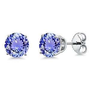 Gem Stone King 925 Sterling Silver Round 6MM Gemstone Birthstone Stud Earrings For Women
