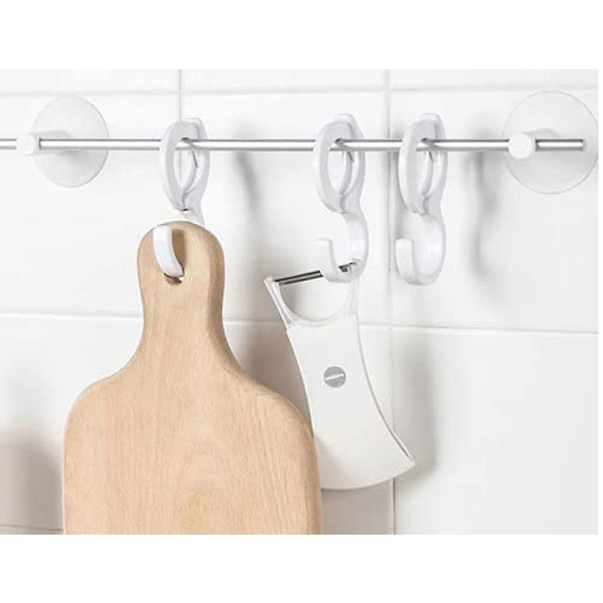 White Hanging Hooks, Multi-Purpose Hanging Hooks Hangers,Table Edge Hook,Hook Clip,Hanging Clips Hook,Windproof Hook, for Home, Office, Workshop, Exhibition(6 PCS, White)