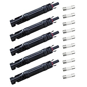 15A Solar Fuse Holder Inline, 5PCS Waterproof Solar Fuse Connector for Solar Panel and Solar Controller, Solar Surge Protection Device with Male and Female Connector
