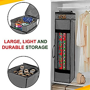 ProPik Wrapping Paper Storage Bag with Pocket and Handles Including Hanging Loop Heavy Duty Material with Clear Window 47 x 10 x 10 Inch Fits 40 Inch Long Rolls (Gray, 1 Count)