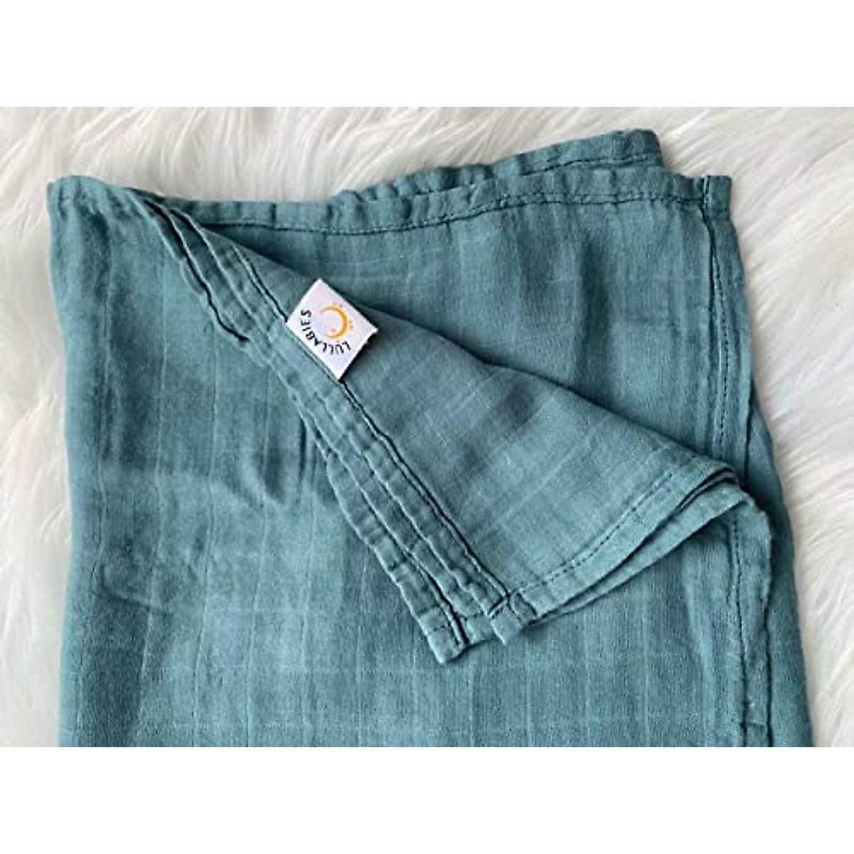 LULLABIES Organic Muslin Swaddle Blankets, Soft Solid Earth Tones 3 Pack Baby Swaddle Blankets Muslin Receiving Blanket Wrap, Large 47 x 47 inches, Solid Color Baby Swaddling (Ocean Waves)