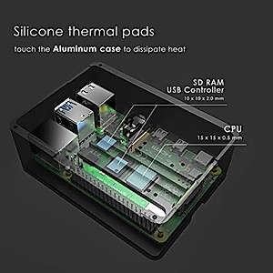 anidees Aluminum Heat Sinks fanless Pi Case with Silicone Thermal Pad for Raspberry Pi 4 Model B Silver (AI-PI4-SG-PRO)