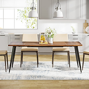 LITTLE TREE 70.9 Inch Large Rectangular Dining Table Kitchen Furniture,Brown+Black