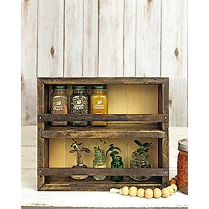 Mansfield No. 104 1/2 - Solid Wood Spice Rack Cabinet Golden Oak/Khaki Green