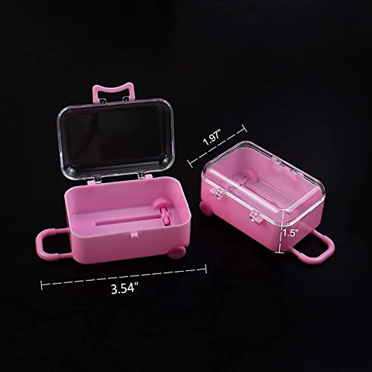 AUEAR, 12 Pack Cute Miniature Travel Case Box Candy Box Party Reception Candy Gift Box Suit for Barbie Wedding Party Decoration (Pink)
