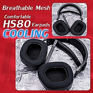 HS80 Cooling Gel Ear Pads Compatible with HS80 Headset I Thicker Enhanced Memory Foam with Breathable Mesh by DIMOST