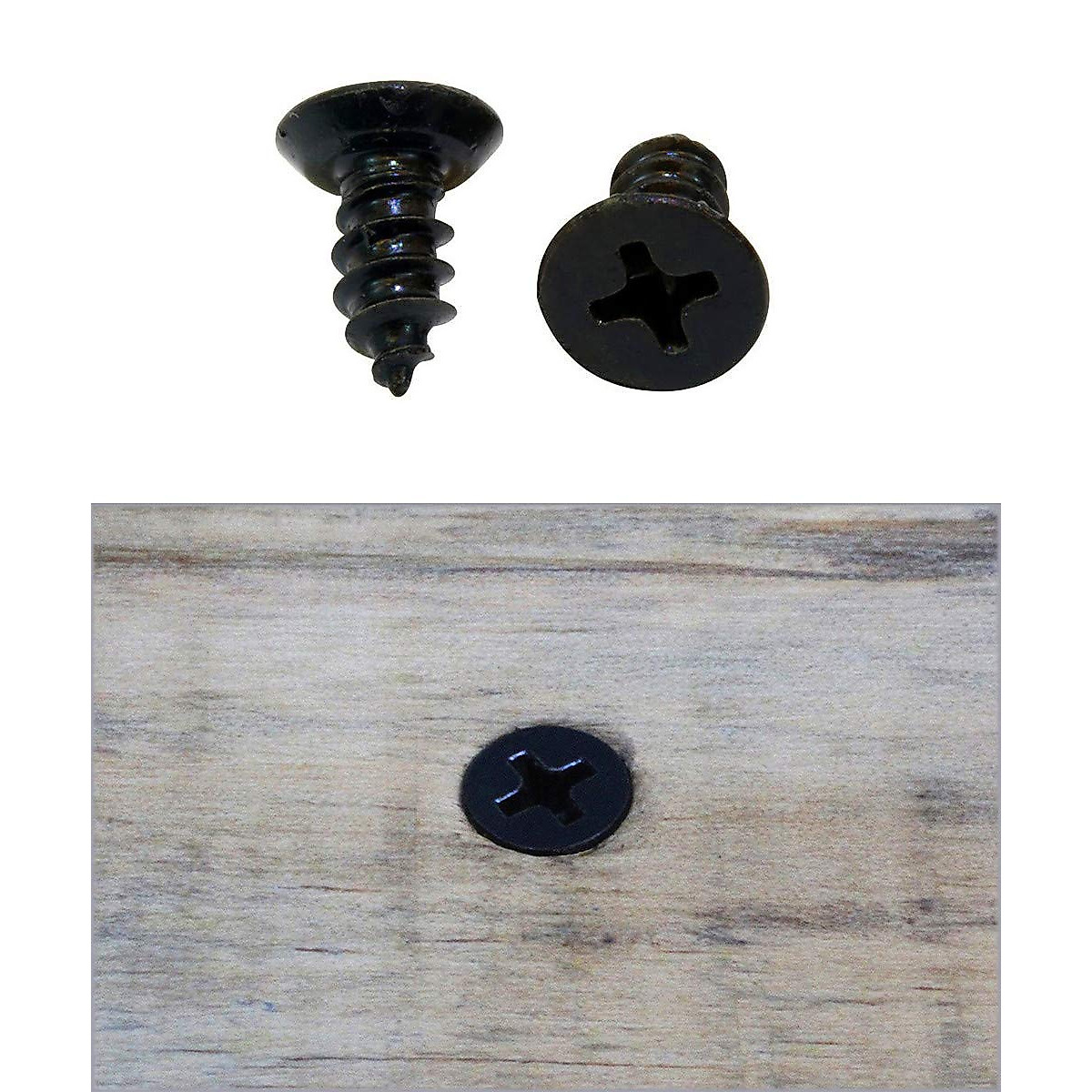 Small Screw, BLUELEC Antique Style Finish Wood Screws for Fastening Plank, Plastic Materials or Resin Plywood, 45° Flat Head, Phillips Drive, 100pcs, (2.5×6mm, 0.1×0.23inch, Black)