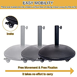 Sundale Outdoor Heavy Duty Umbrella Base, 55 LBS Plastic Shell Concrete Mobile Stand with 4 Wheels for Patio, Deck, Garden, Poolside, Black