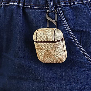 Designer Luxury Leather Elegant Airpods Case with Keychain for Airpods 2/1 Fully Protective Case for Airpods Accessories Gifts for Women Girls