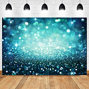 Prom Dance Decoration Photography Backdrop Shining Spot Bokeh Glitter Sparkle Blue Photo Background for Portrait Wallpaper Vinyl 7x5ft Birthday Party Supplies Photo Booth Studio Props Pictures