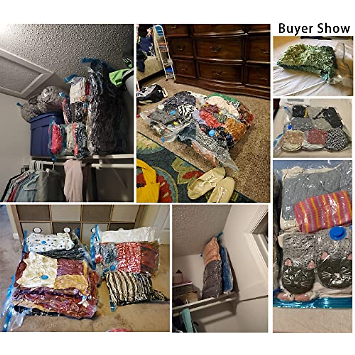 TEGOKICO 10-Pack Vacuum Sealer Storage Bags Reusable Compression Space Saver Bags With Electric Pumps for Travel, Clothes, Mattress, Blanket, Pillows, Comforters (Combo)