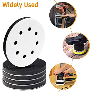 Orbital Sander Foam Pad, 5 inch 8 Holes Hook and Loop Backing Pad, Soft Sander Cushion Pad, Foam Sanding Pads for Orbital Sander (Pack of 5)