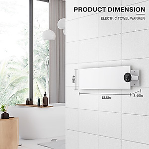 K&KALONZO Electric Towel Warmer, 18.8"*4.8" Wall-mounted Towel Heater with Built-in Timer, Waterproof Aluminum Towel Warmer for Bathroom, Support Plug-in and Hardwired, White, K1-R-W