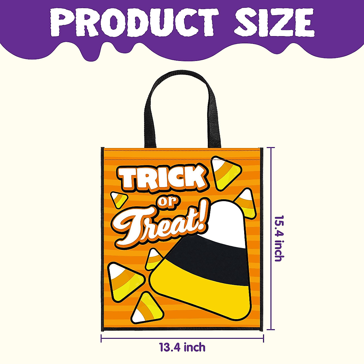 JOYIN 3 PCS Halloween Large Tote See-through Bags 22.5” x 13.75” Grocery Tote Trick or Treat Grocery Goody Bags for Trick or Treating, Grocery Shopping and More