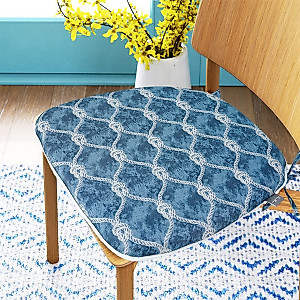 FUNHOME Outdoor Chair Cushions Set of 2,17" x 16" x 2",U-Shaped Garden Seat Cushion Waterproof,Patio Furniture Cushions with Ties,Dining Chair Cushions Indoor Chair Pads 17 inch(Ocean Blue)