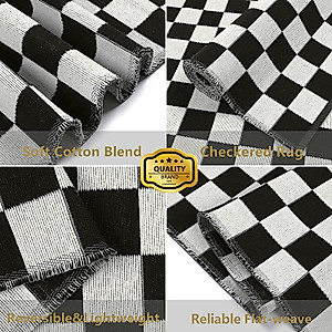 Seavish Checkered Rug, 2x3 Ft Moroccan Checkerboard Rug Black and White Outdoor Washable Rug Cotton Woven Area Rugs Reversible Floor Mat for Front Door Bedroom Entryway Kitchen Entryway