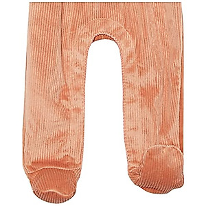 Mud Pie Baby Girl Velour Footed Sleeper and Headband Set, Peach, 6-9 Months