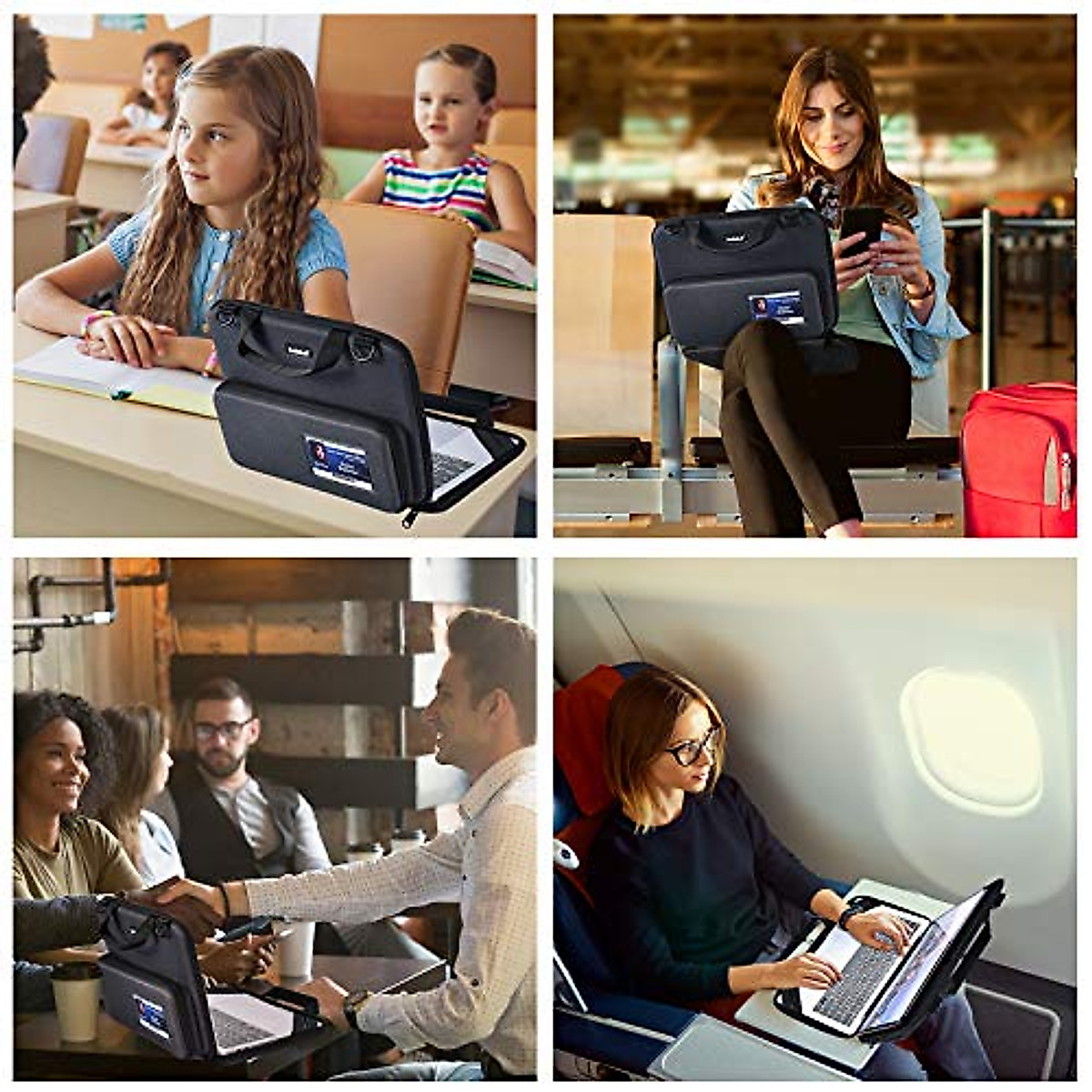 KEISKEI 11-11.6 Inch Laptop Cover, Chromebook Case with Pouch and Shoulder MacBook Pro 13 - Black