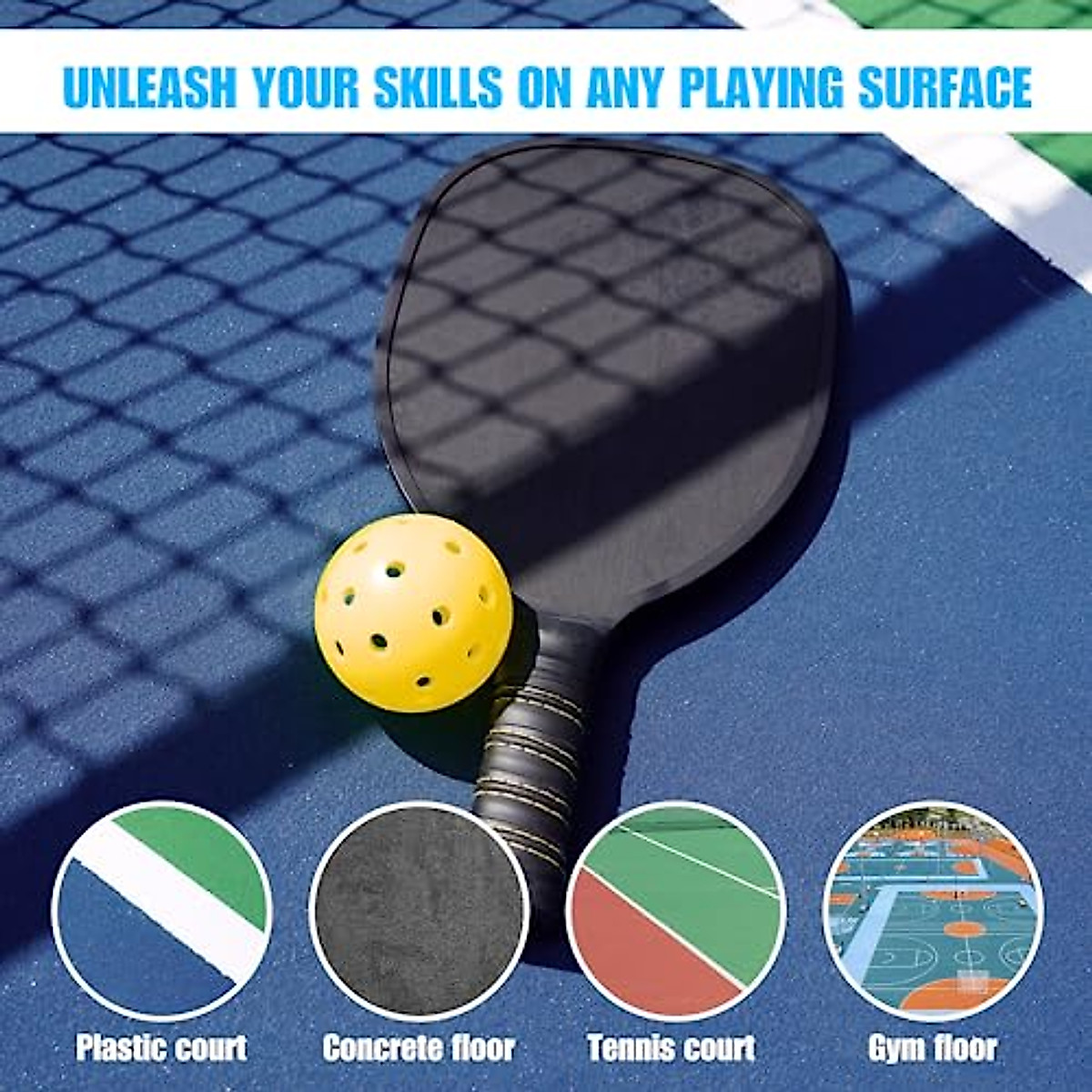 USAPA Approved Outdoor Pickleball Balls - 16 Pcs High-Bounce Balls with 40 Holes for Superior Durability | Tournament-Quality Set in 4 Bright Colors with Convenient Mesh Bag