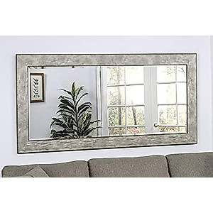 OBIOZZ Floor Mirror, Full Body Mirror Full Length Mirror Standing Rustic Wall Mirror Floor Leaning Standing Large Full Length Beveled Glass Gray Dressing Mirror for Bedroom Living Room