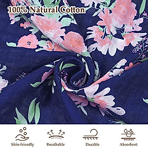 david's kids 4 Pack Baby Muslin Swaddle Blankets, 100% Cotton Swaddling Blankets Wrap for Girls, Ultra Soft Breathable Receiving Blanket, New Born Essentials, Floral Flowers/Pink