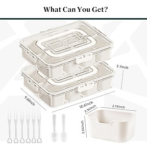 spaclatio Snack Box Container and Divided Serving Tray with Lid and Handle, Dishwasher Safe 8 Removable Compartments Snackle Box Container Multi-purpose as Fruit Tray for Picnic, Beach 1 Pack (White)