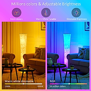 chiphy Floor Lamp, 52"(S) Standing Lamp, RGB Color Changing LED Bulbs, Adjustable Brightness Color Temperature, Purple Grandient Fabric Lampshade, for Living Room, Bedroom, Kids Room