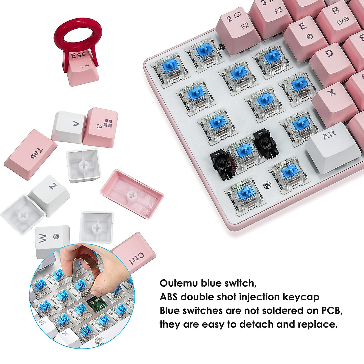 NORCHE 60% Mechanical Gaming Keyboard,Wired/Bluetooth 5.0 Modes,RGB Backlit Ultra-Compact Mini Keyboard, Compact 63 Keys Keyboard for PC/Mac Gamer, Office, Gaming, Home Office