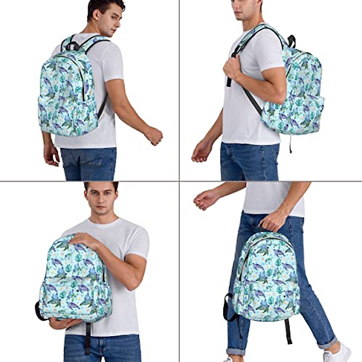 Nmbvcxz Sea Turtle Backpack for Women 17 inch Travel Casual Laptop Backpack Lightweight Waterproof Durable Hiking Daypack