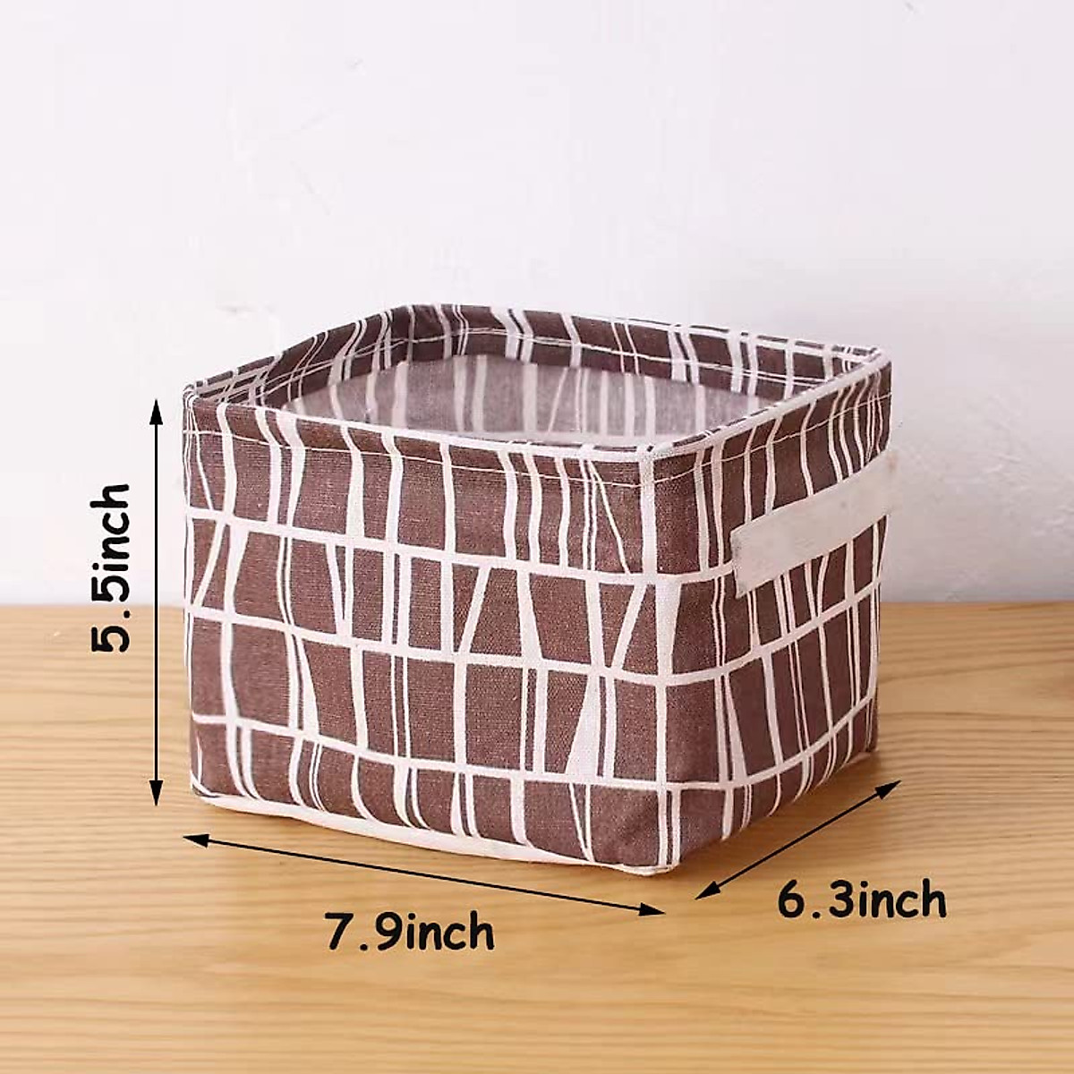 Abgream Foldable Storage Basket - Set of 6 Small Collapsible Canvas Containers Organizers with Handle for Home Decor or Storing Toys, Keys, Sundries, Little Crafts. (Style C)