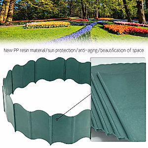 Landscape Edging, Garden Edging Border No Dig, DIY Decorative Flower Grass Bed Border, Plastic Fence for Landscape Border, for Garden/Lawn/Walkway and Landscape Edging - 20pcs (Wave-GN)