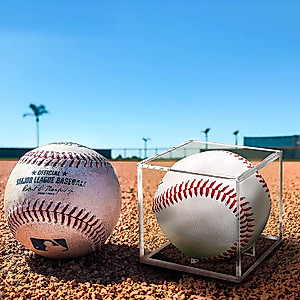 4 Pack Baseball Display Case, UV Protected Acrylic Boxes for Display,Clear Display Case Baseball Cube Memorabilia Showcase Autograph Ball Protector - for Official Size Ball