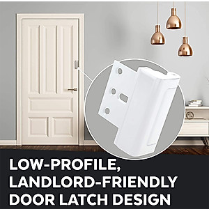 Door Lock for Home Security (2-Pack) - Easy to Install Door Latch Device, Aluminum Construction| Child Proof & Tamper Resistant, White Door Locks
