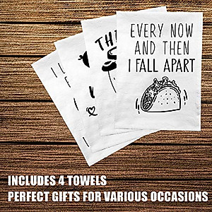 Miracu Funny Kitchen Towels Decorative Set of 4 - Flour Sack Dish Towels for Women, Fun Hand Towel, Tea Towels for Kitchen, Cute Mothers Day, House Warming Gift, Housewarming Gifts for New House Home