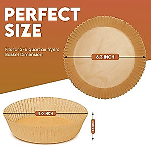 SNOYE 100PCS Air Fryer Disposable Paper Liner, 8inch Oil-Proof Round Non-Stick Air Fryer Parchment Paper Liners for Frying, Baking, Cooking, Roasting, and Microwave