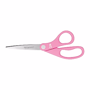 Westcott 15387 8" Pink Ribbon Stainless Steel Scissors, 8 W in